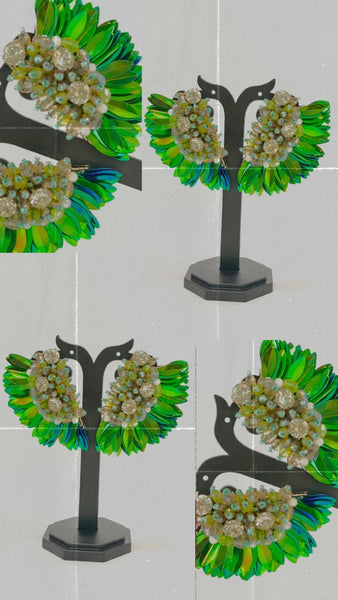 Green Leaf Jewel falling Studs – Bonnito