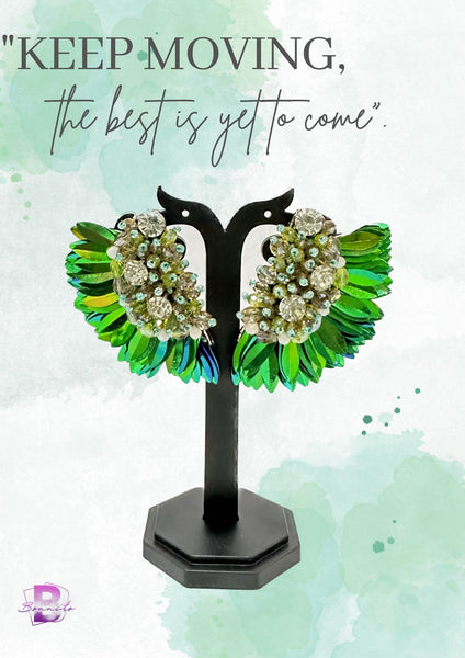 Green Leaf Jewel falling Studs – Bonnito
